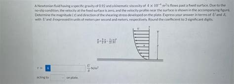 Solved A Newtonian Fluid Having A Specific Gravity Of Chegg