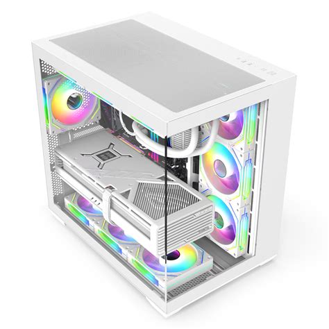 Latest Cool Design Wide Cube Pc Case Double Sided Glass Atx Gaming Computer Case Cube Full View