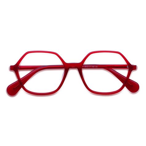 Boa1165 Square Geometric Red Eyeglasses Frames Leoptique