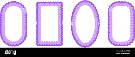 Purple Frill Pattern Frame Set Cute Scalloped Ellipse And Rectangle Purple Frill Pattern Frame Set Cute Scalloped Ellipse And Rectangle