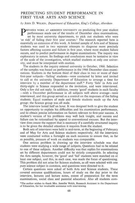 Pdf Predicting Student Performance In First Year Arts And Science