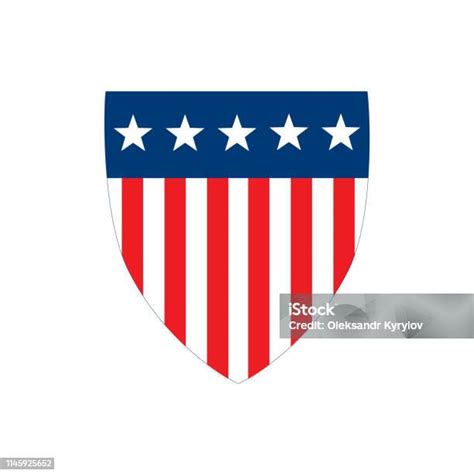 줄무늬와 별 독립 기념일 개념 벡터 일러스트 레이 션 흰색 배경에 고립 된 미국 국기 배지 방패 방패에 대한 스톡 벡터 아트 및