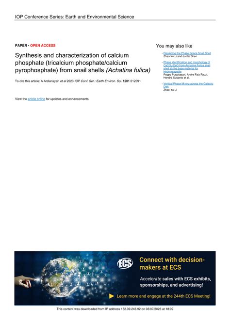 Pdf Synthesis And Characterization Of Calcium Phosphate Tricalcium Phosphatecalcium