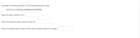 Solved Consider The Following IEEE Bit Floating Point Chegg