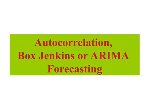 Autocorrelation In Statistics With Example Ppt