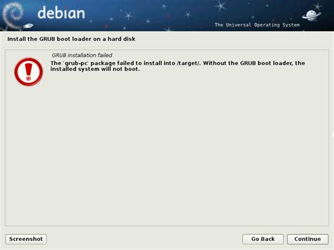 Install The Grub Boot Loader On A Hard Disk Failed