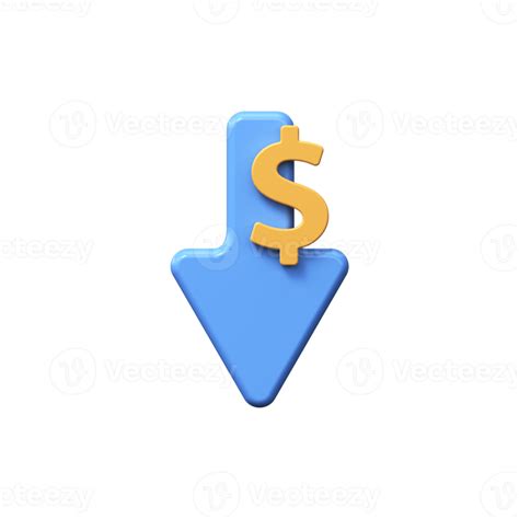 3d Dollar Icon Money Symbol With Down Arrow 22451224 Png