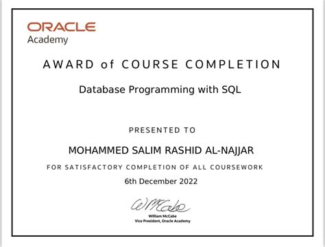 Mohammed Salim On Linkedin Certificate Of Completionsql