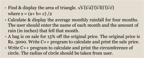 Solved Find Display The Area Of Triangle Chegg