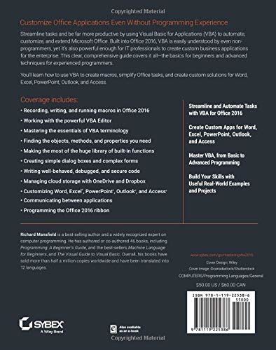 Mastering Vba For Microsoft Office 2016 Pricepulse