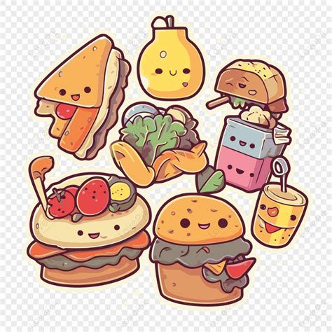 Cartoon Cute Food Food Stickers By Hanna Elisabeth Vector Png