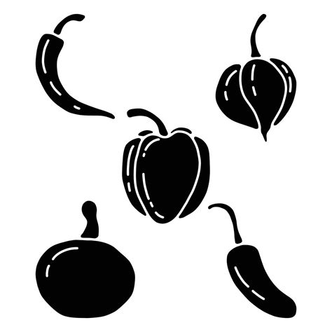 Chili Pepper Silhouette Spicy Hot Peppers Clipart Pack 77877775 Vector
