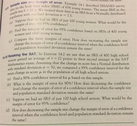 solved example 14 1 decribed nhanes survey data on the body