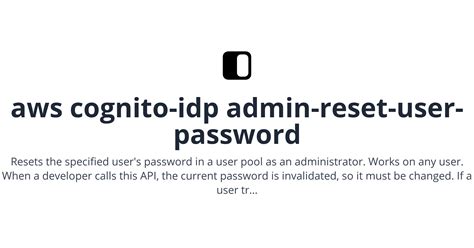 Aws Cognito Idp Admin Reset User Password Fig