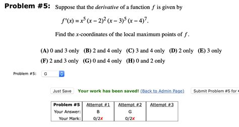 Solved Problem 5 Suppose That The Derivative Of A Function