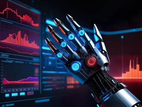 Robot With Artificial Intelligence Shows Graphs And Diagrams Analytics Stock Illustration