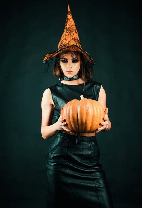 Happy Halloween Witch With Pumpkin Witch Magic Girl In Halloween