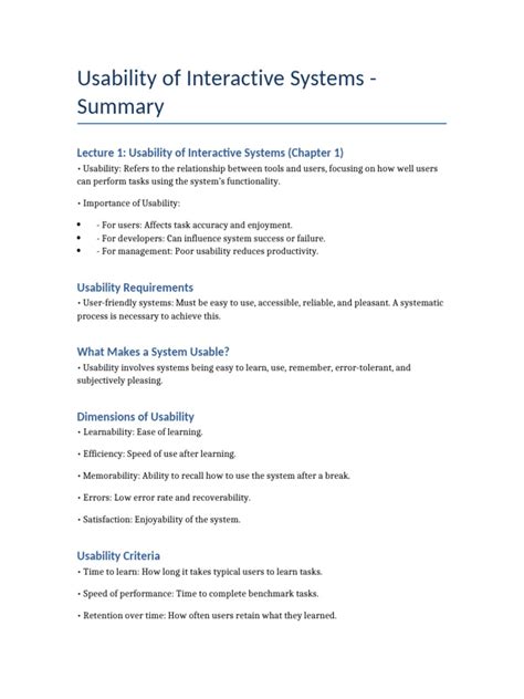 Usability Of Interactive Systems Summary Pdf