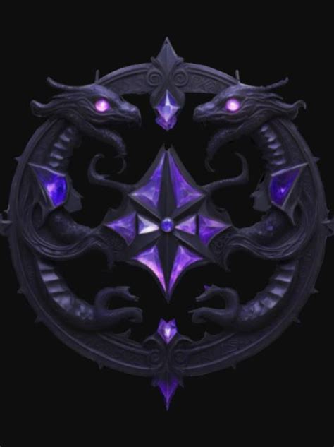 A Magical Fantasy Emblem Made From Blackened Steel And Void Crystal