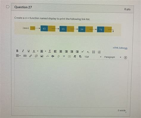 Solved Question 26 O Pts Create A C Function Named Update