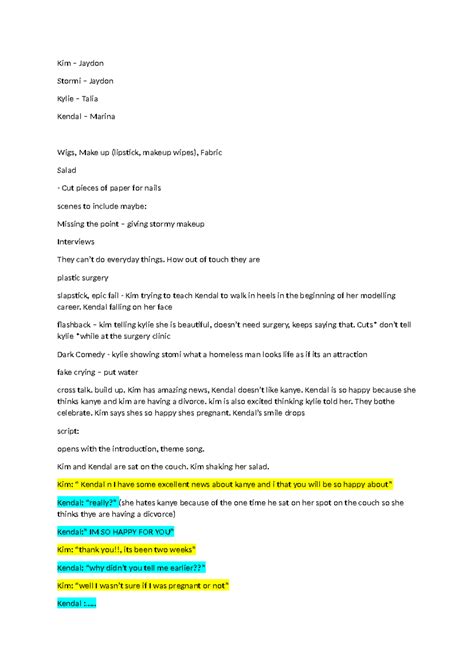 Kardashians Comedy Script Kim Jaydon Stormi Jaydon Kylie Talia Kendal Marina Wigs
