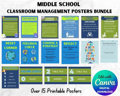 17 Classroom Management And Routines Posters Printable Bundle Etsy