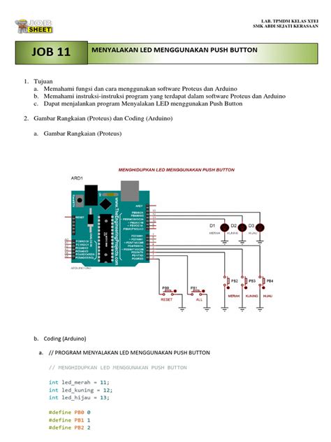 Job Sheet 11 Menyalakan Led Menggunakan Push Button Pdf Komputer