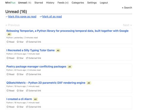 Rss Reader In Golang Miniflux Review Fengs Notes