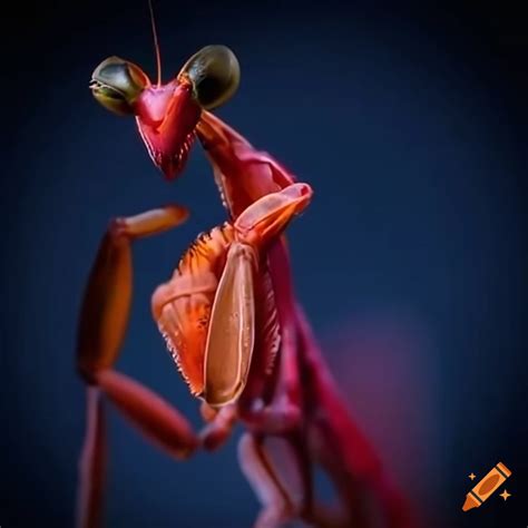 Red Praying Mantis With Sharp Purple Tips On Its Claws On Craiyon