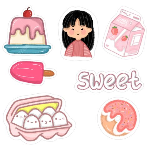 핑크 달콤한 스티커 일러스트 템플릿 케이크 달콤한 분홍색 Png 일러스트 및 Psd 이미지 무료 다운로드 Pngtree