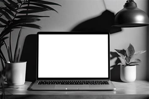 Mock Up Blank White Screen Laptop Premium Ai Generated Image