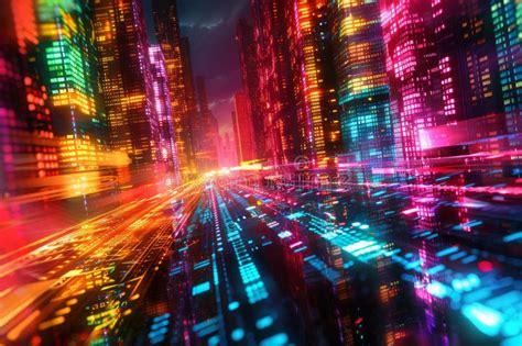 Abstract Background Data Flow On Futuristic Technology Stock Image