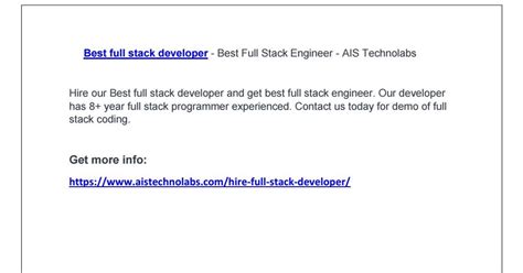 best full stack developer best full stack engineer ais technolabs