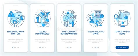 Work From Home Drawbacks Blue Onboarding Mobile App Screen Stock Vector Illustration Of Line