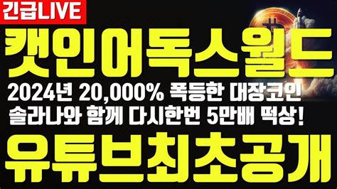 캣인어독스월드 2024년 20000 떡상한 대장코인 솔라나와 함께 다시하번 5만배 떡상 시작합니다 Youtube
