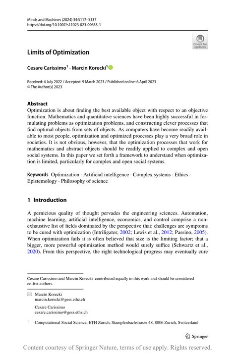 Pdf Limits Of Optimization