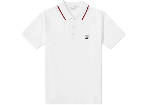 Burberry Logo Embroidered Polo White Mens Ss22 Us