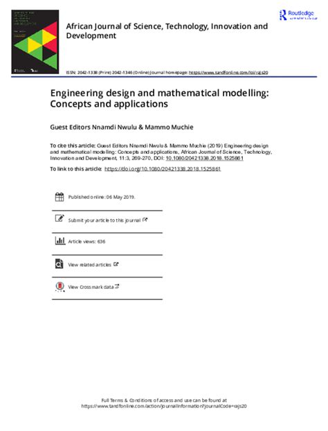 Pdf Engineering Design And Mathematical Modelling Concepts And Applications