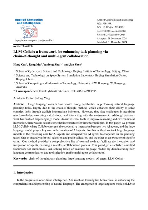 Pdf Llm Collab A Framework For Enhancing Task Planning Via Chain Of