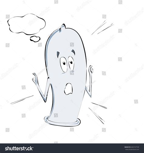 Cartoon Condom Humanization Vector Surprised Condom Vector De Stock