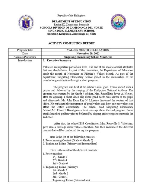 Acr Singatong Values Month Pdf Philippines