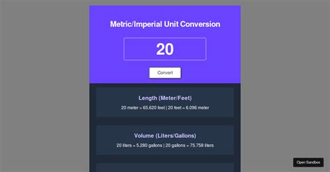 Unit Conversion Codesandbox