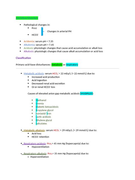 Acidbase Disorders Pdf Physiology Metabolic Disorders