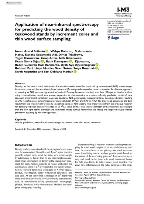 Pdf Application Of Near Infrared Spectroscopy For Predicting The Wood Density Of Teakwood