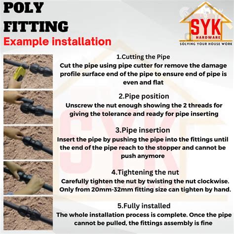 Syk Poly Fitting Poly Pipe Connector Hdpe Poly Fitting Smart Coupler Elbow Tee End Cap Sambungan