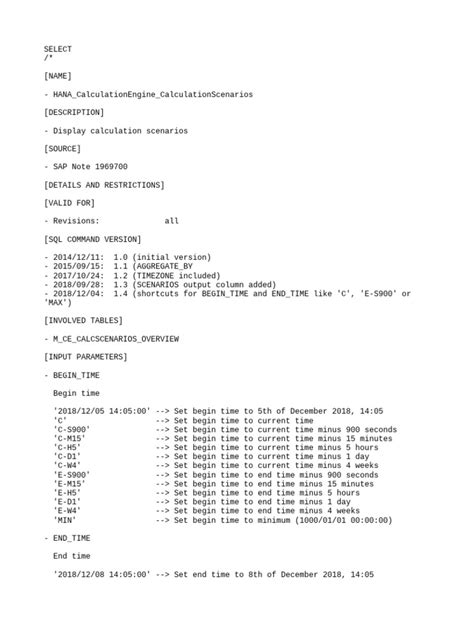 Hana Calculation Scenarios Overview Pdf Computer Data Computing