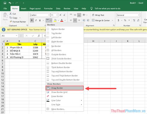 Cách Tạo đường Viền Trong Excel Thủ Thuật Cài Đặt