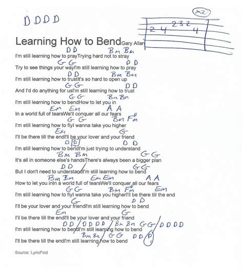 Learning How To Bend Guitar Chord Chart