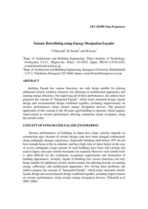 Pdf Seismic Retrofitting Using Energy Dissipation Façades