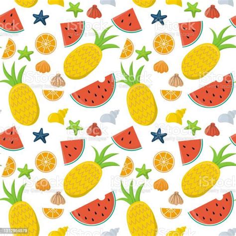 열대 과일과 아이스크림과 다채로운 여름 원활한 패턴 벡터 일러스트레이션 공휴일에 대한 스톡 벡터 아트 및 기타 이미지 공휴일 관광객 귀여운 Istock